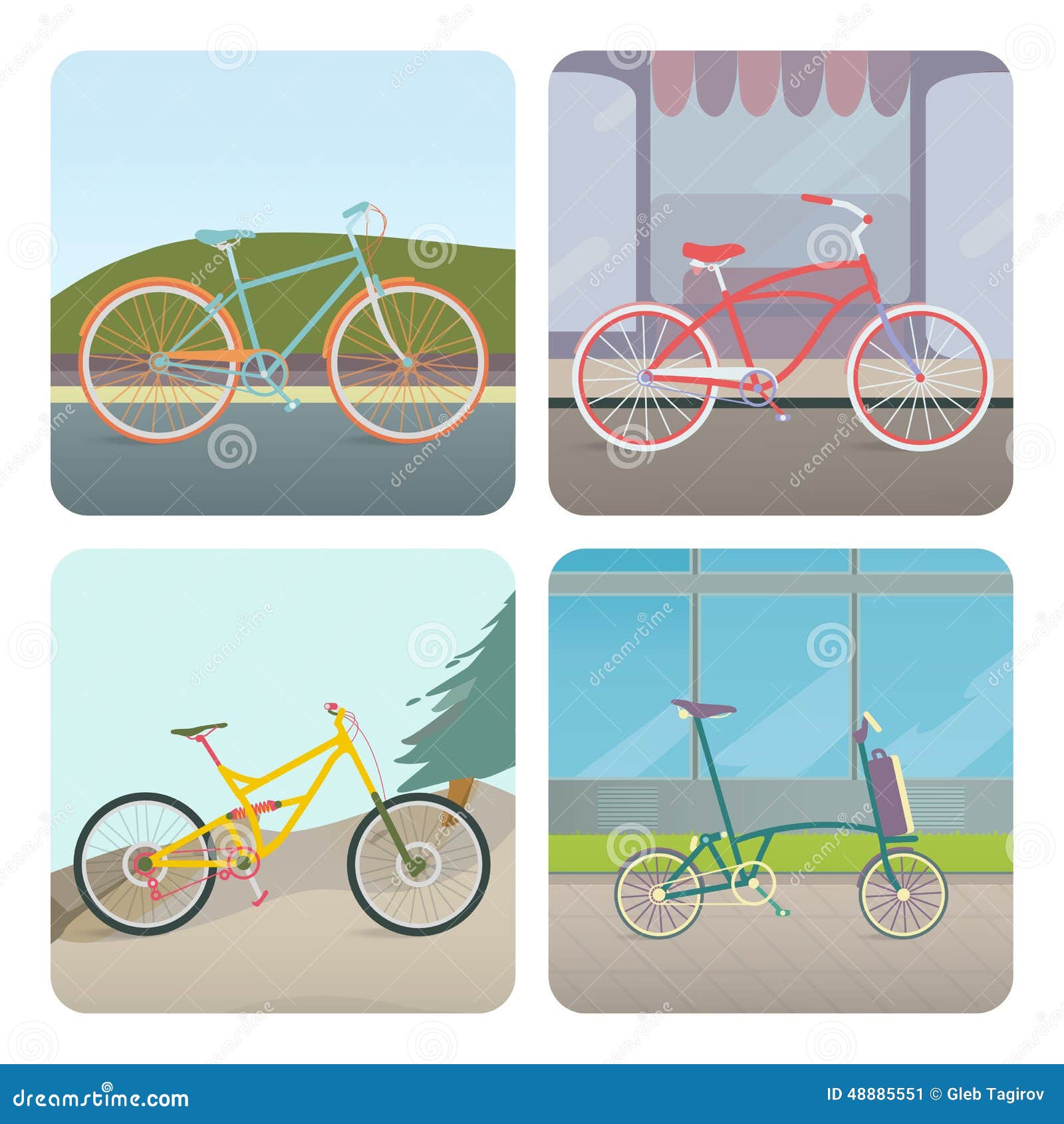 Four bicycles. stock vector. Illustration of healthy - 48885551