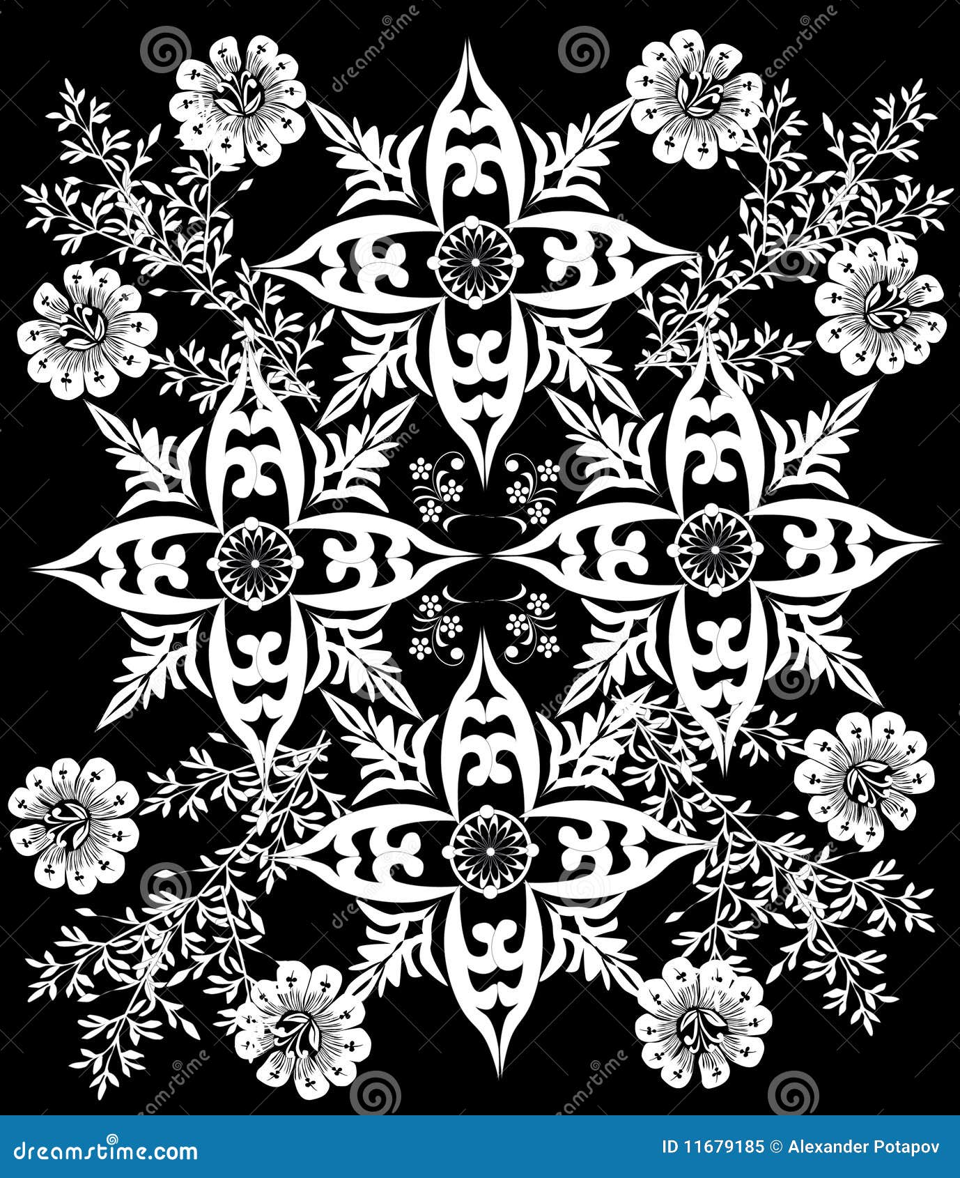 Four Big White Flower Pattern Stock Vector - Illustration of element ...