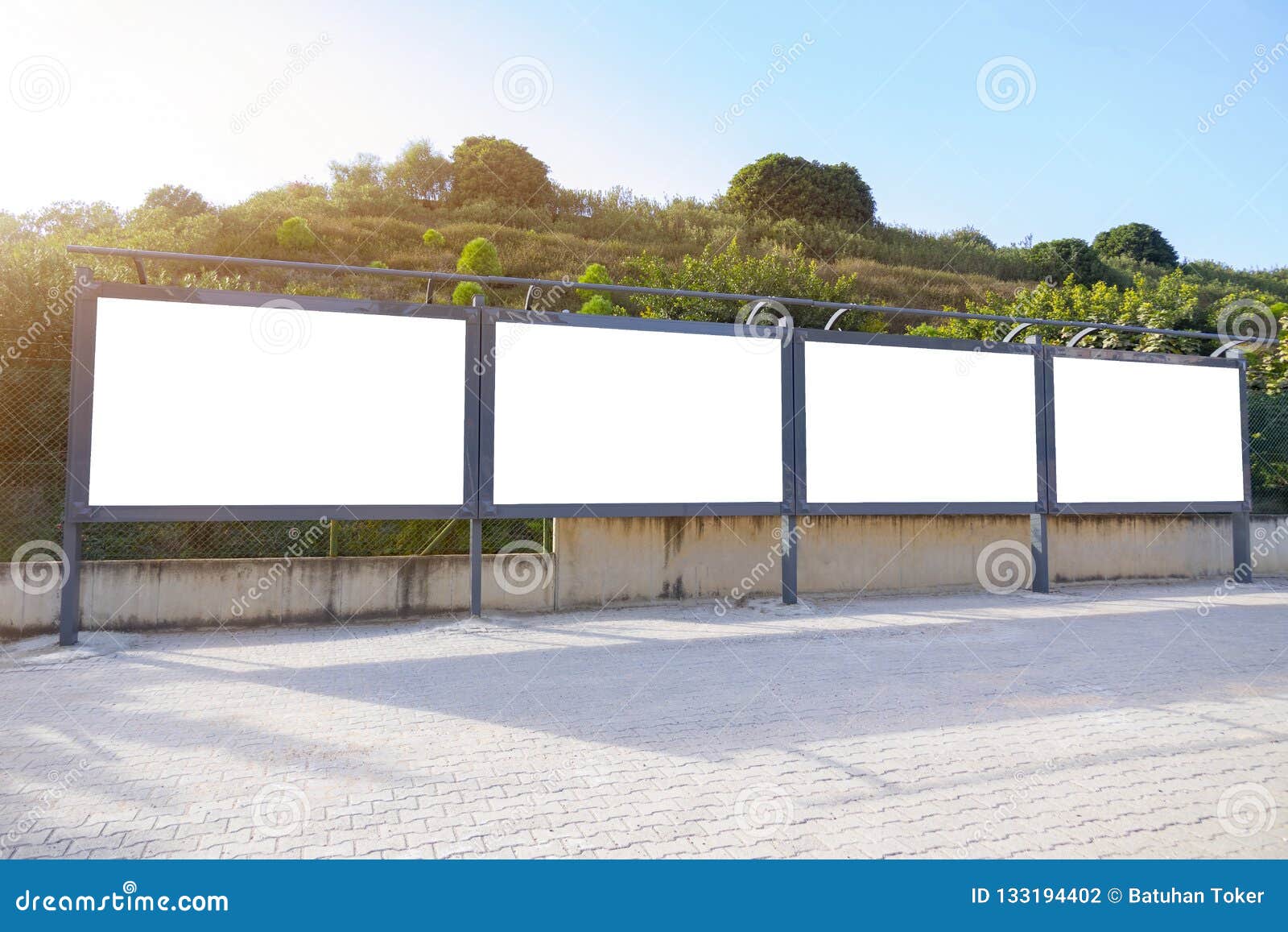 Four Billboards. Four Blank Frame Billboard Mockup Stock Photo - Image ...