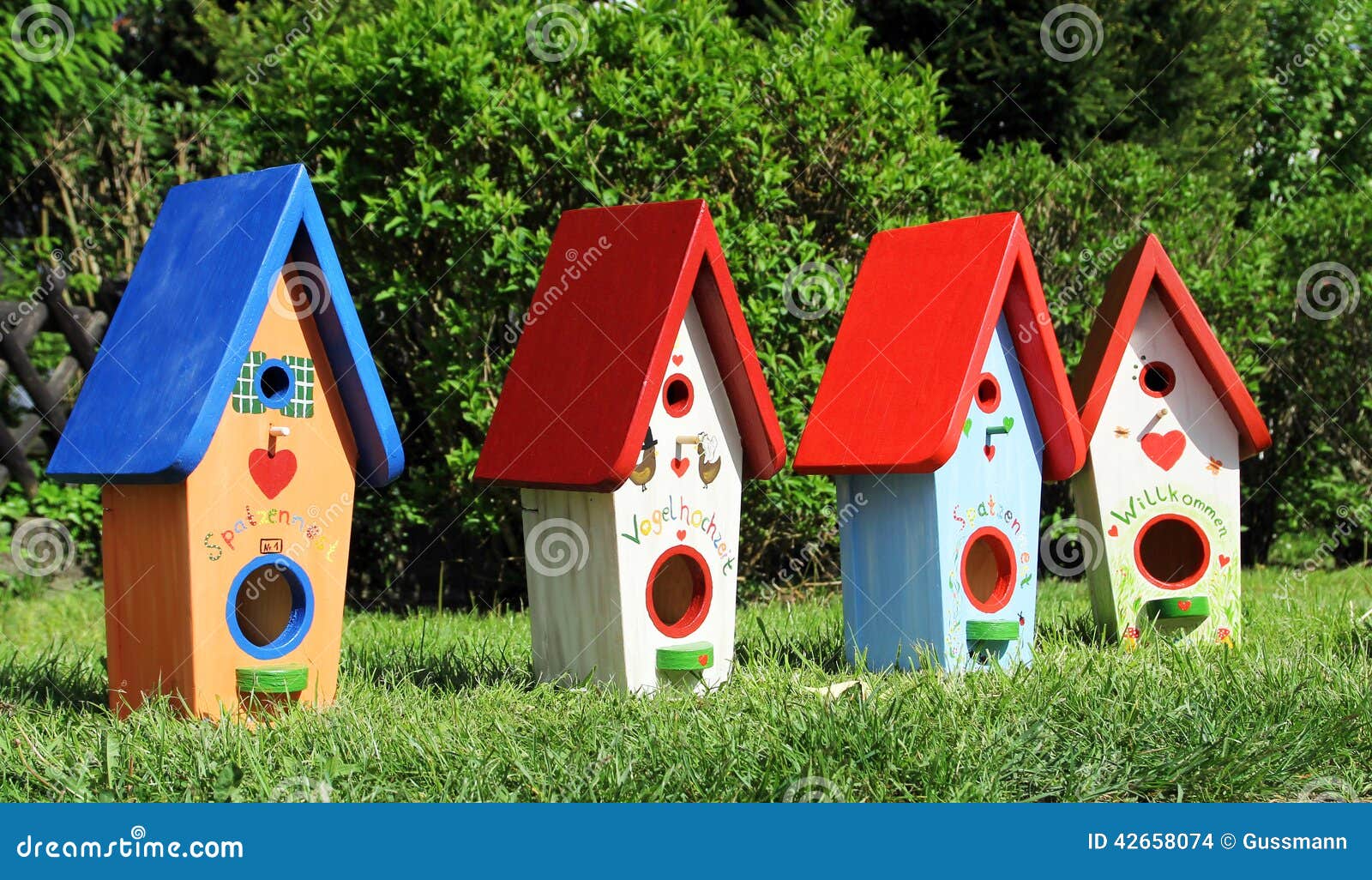 Four bird boxes stock photo. Image of birds, boxes, paintet - 42658074
