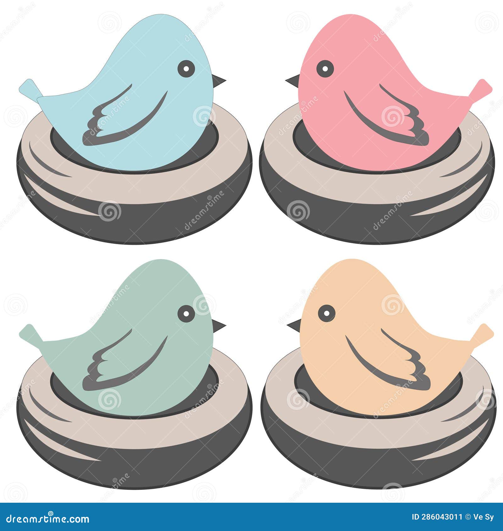 FOUR BIRDS on NEST stock illustration. Illustration of animal - 286043011