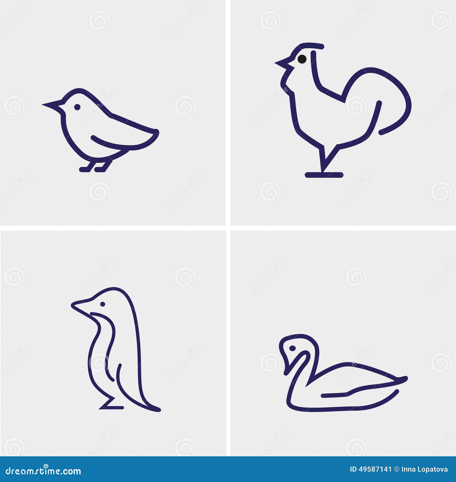 Four birds set vector stock vector. Illustration of penguin - 49587141