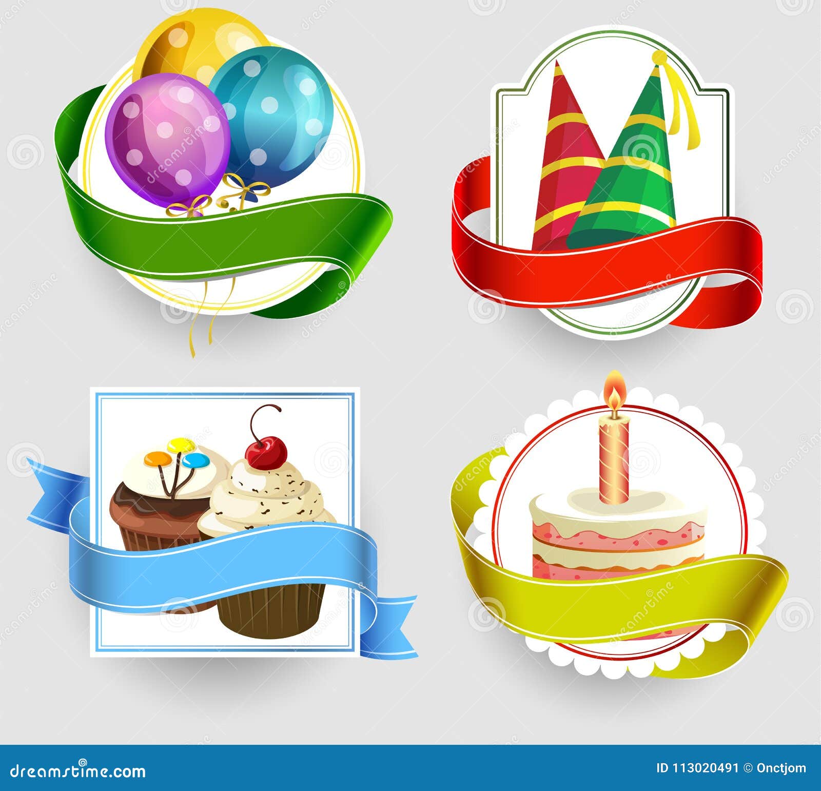 Four birthday emblem stock vector. Illustration of celebration - 113020491