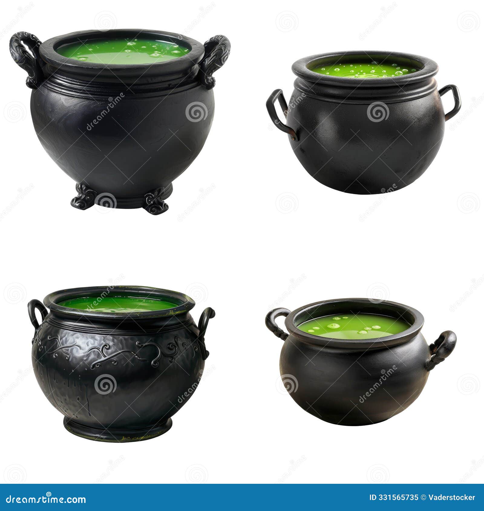 Cauldrons With A Handle Included. Dishes For Tourist Recreation. Vector ...