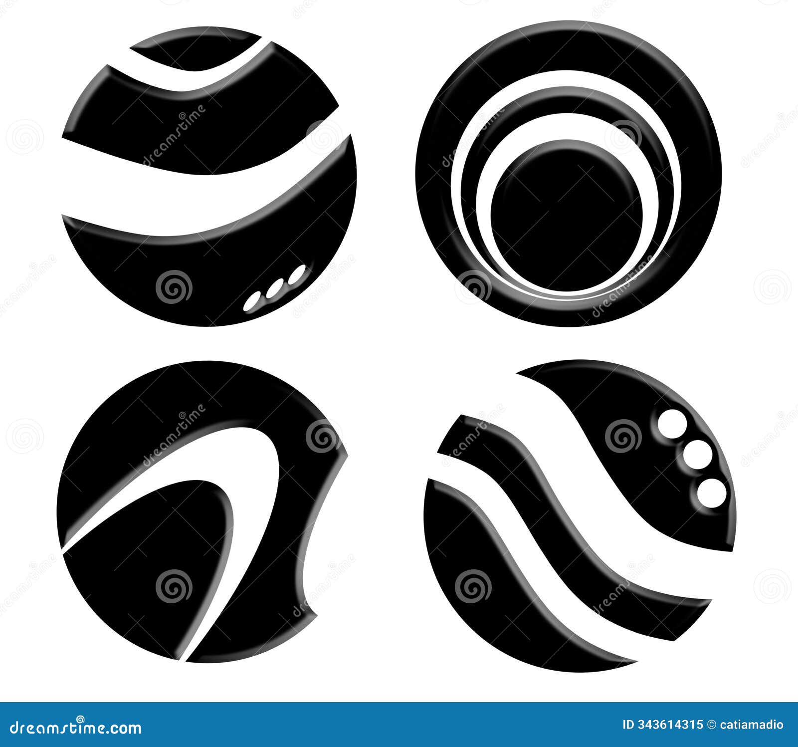Four black circular logos stock illustration. Illustration of number ...