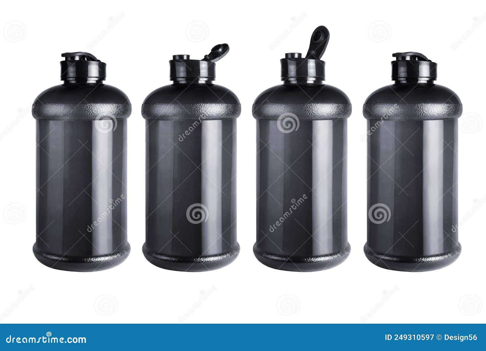 Four Black Empty Water Containers Stock Image - Image of refreshment ...