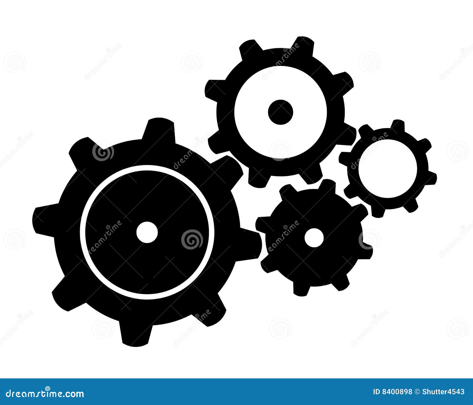 Four Black Gears stock vector. Illustration of mechanics - 8400898