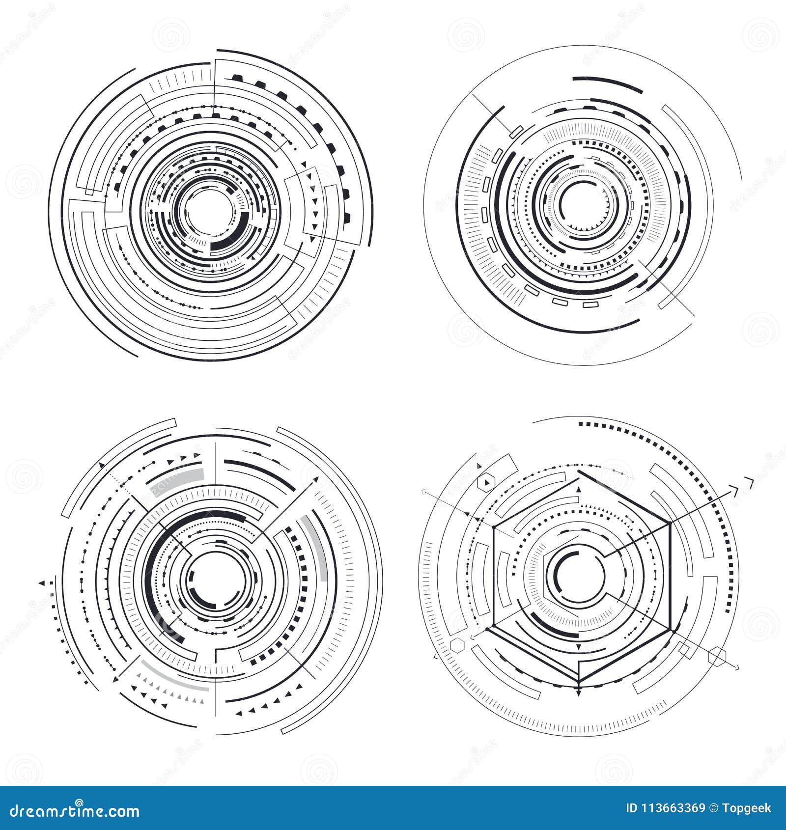 Four Black Interface Patterns Vector Illustration Stock Vector ...