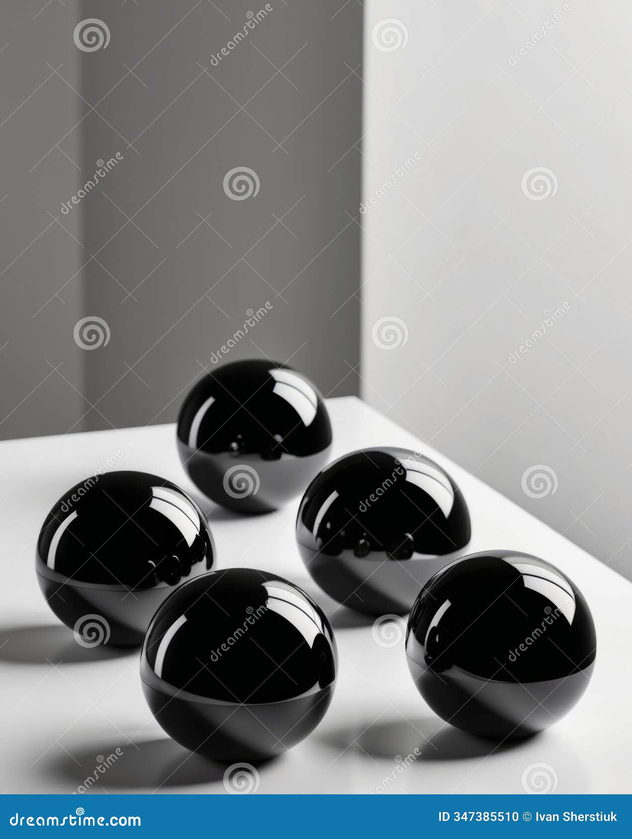 Four Black Round Objects with a Shiny Surface. Stock Photo - Image of ...