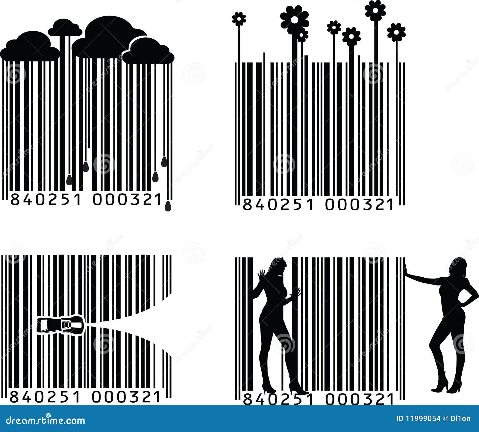 Four Black And White Barcode Vector Illustration | CartoonDealer.com ...