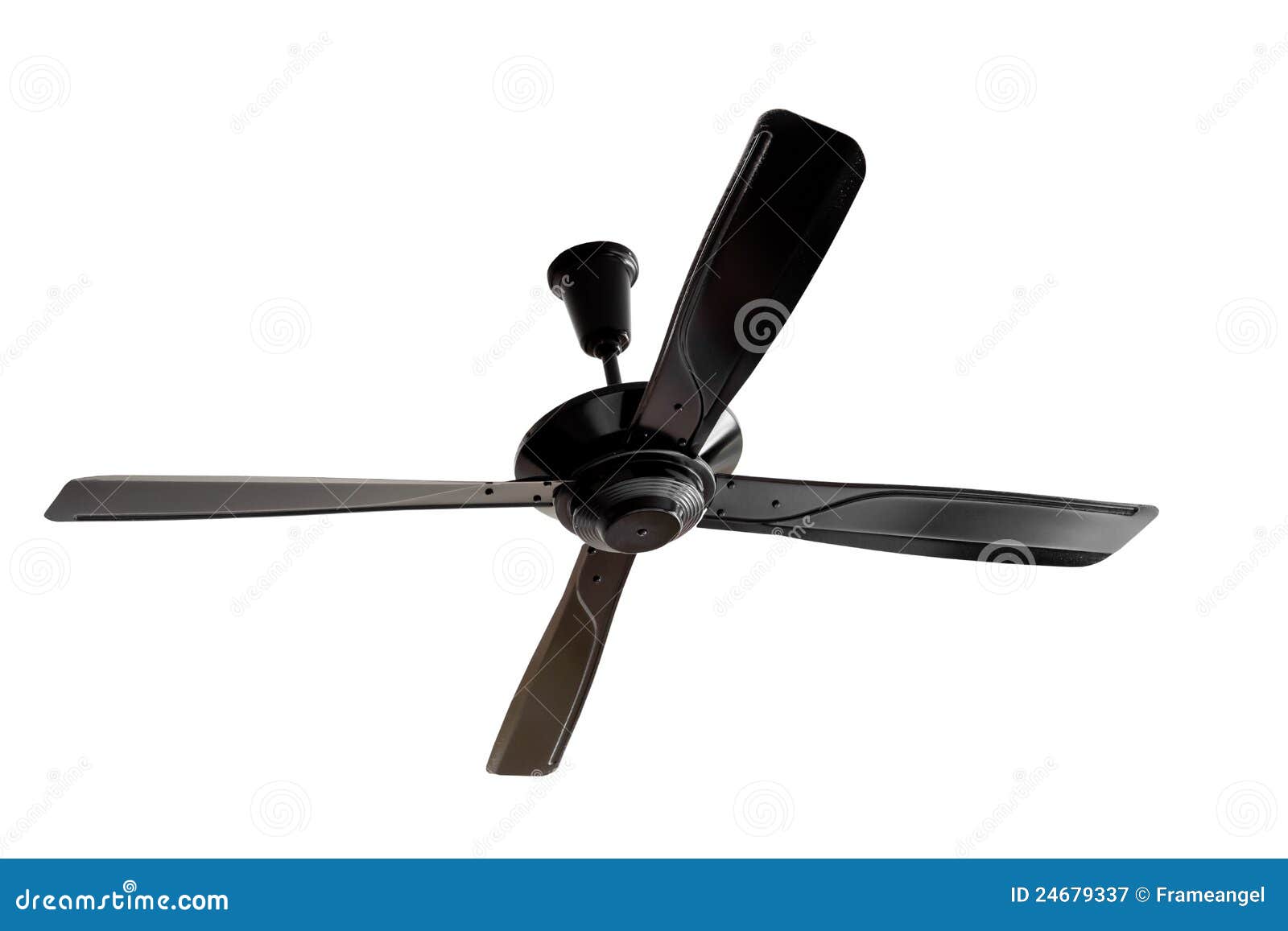 Four Blades Black Ceiling Fan Stock Image - Image of ceiling, fresh ...