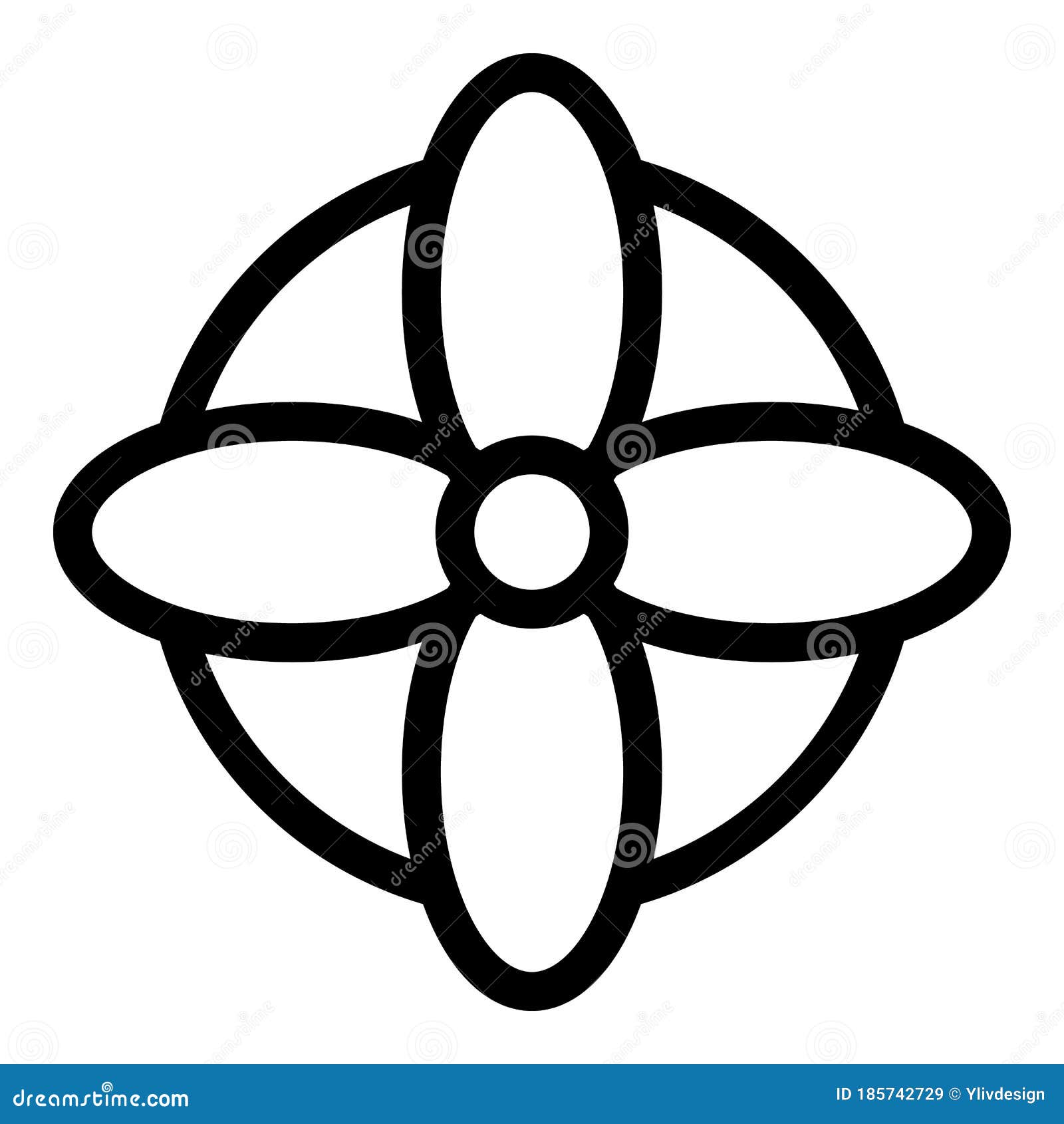 Four Blades Fan Icon, Outline Style Stock Vector - Illustration of ...