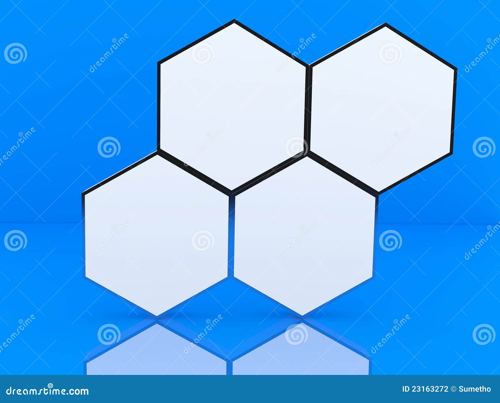 Four Blank Hexagon Box Display Stock Illustration - Illustration of ...