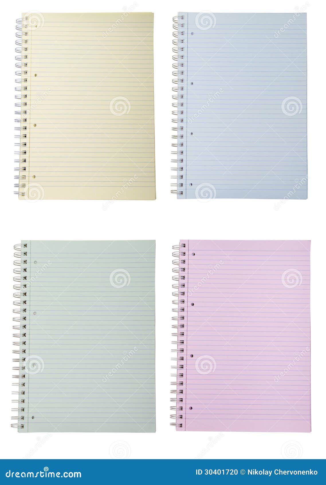 Four blank notebooks stock photo. Image of color, spiral - 30401720