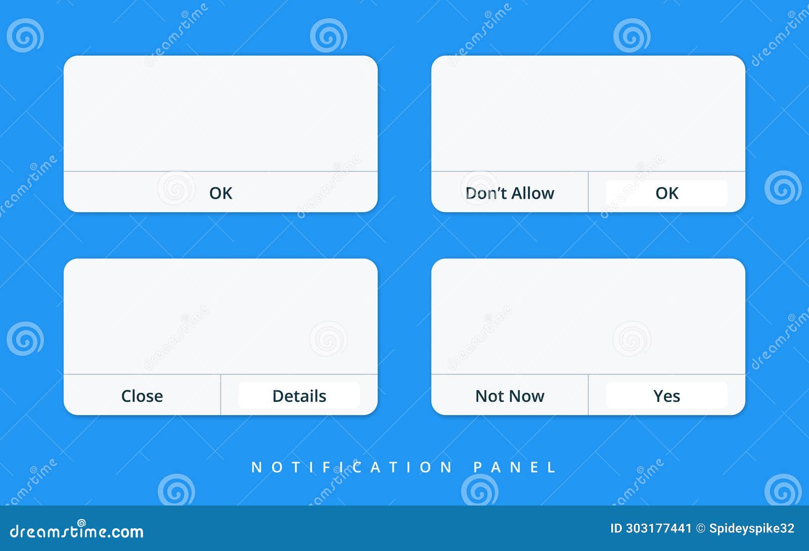 Four Blank Notifications Panel. Isolated Vector Illustration Stock ...