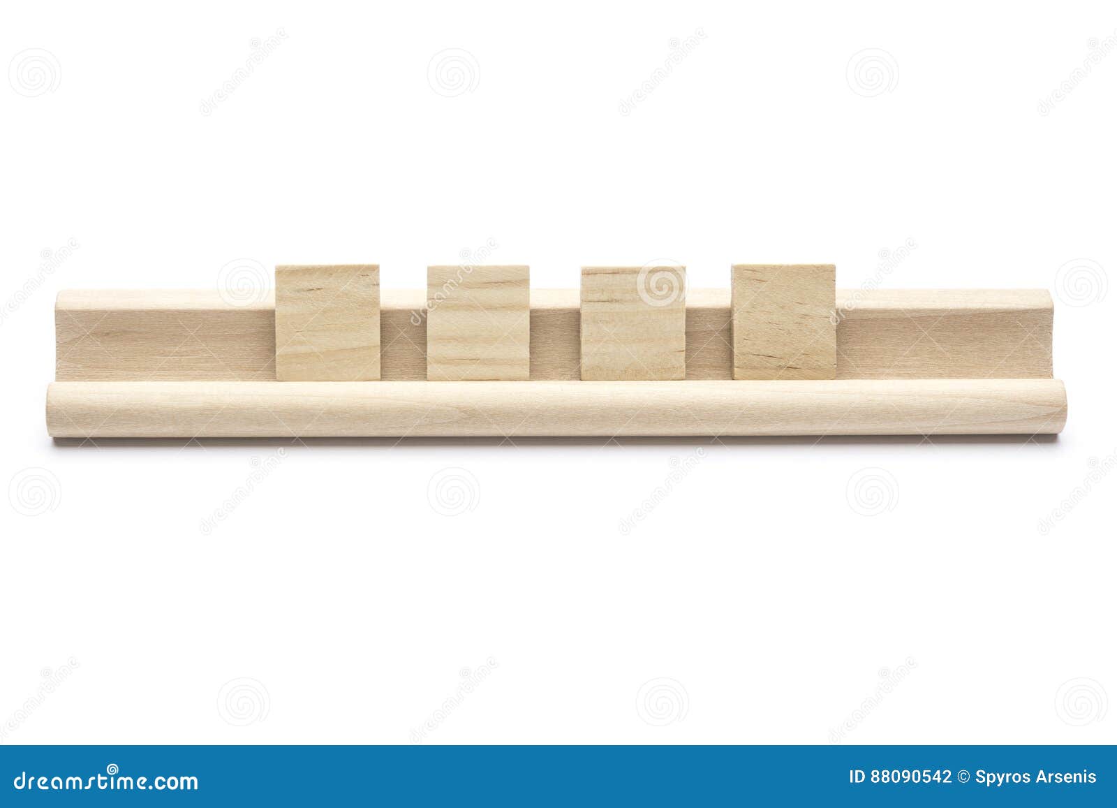 Four Blank Scrabble Tiles on a Wooden Rack Stock Photo - Image of ...