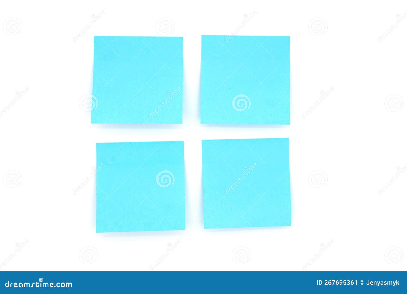 Four Blank Sticky Notes Isolated on White, Front View Adhesive Paper ...