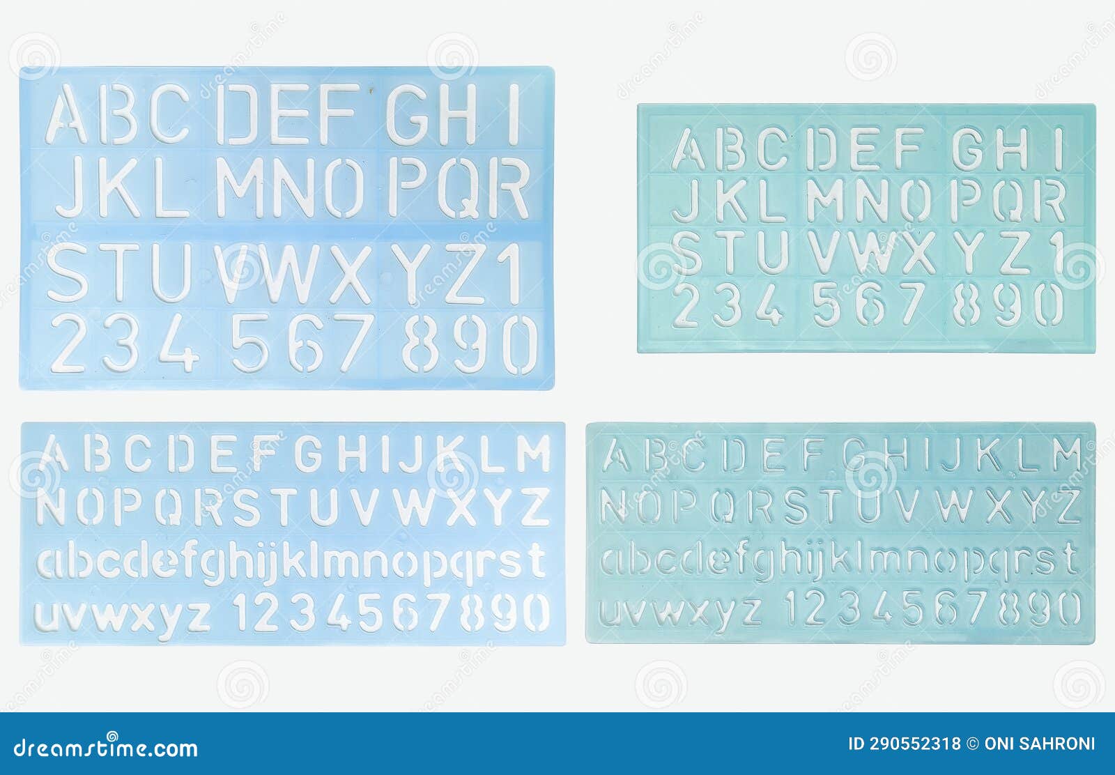 Four Blue Alphabet Rulers of Different Sizes, from Small To Large Stock ...