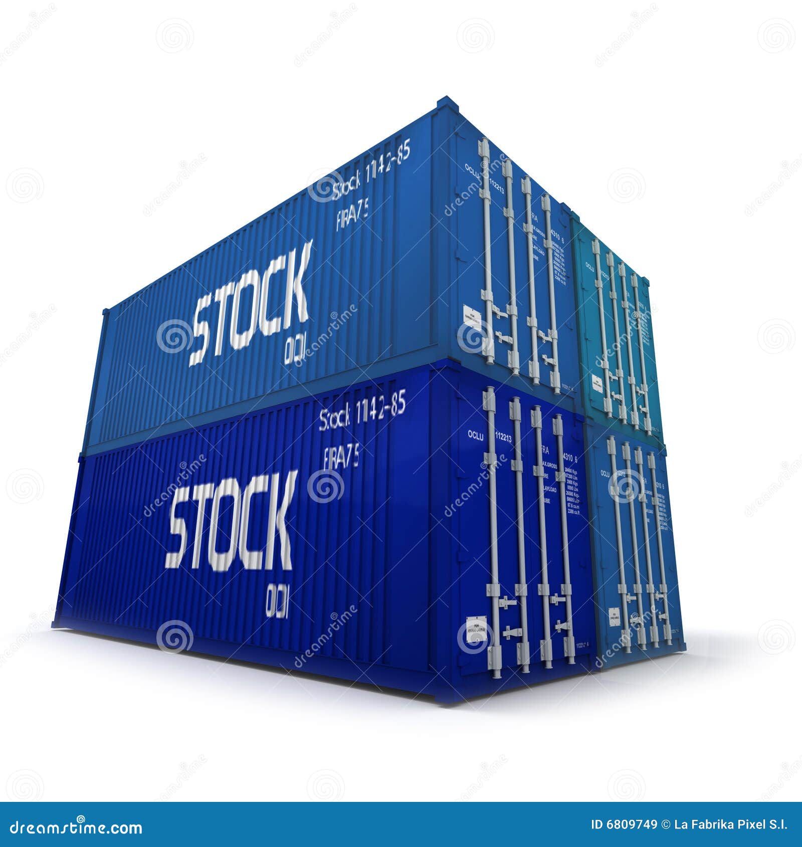 Four blue cargo containers stock image. Image of merchandise - 6809749