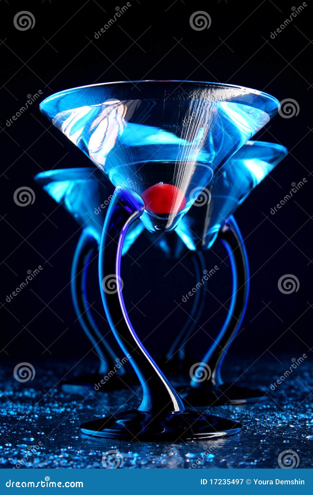 Blue Martini Cocktails Row With Alcohol Royalty-Free Stock Photo ...