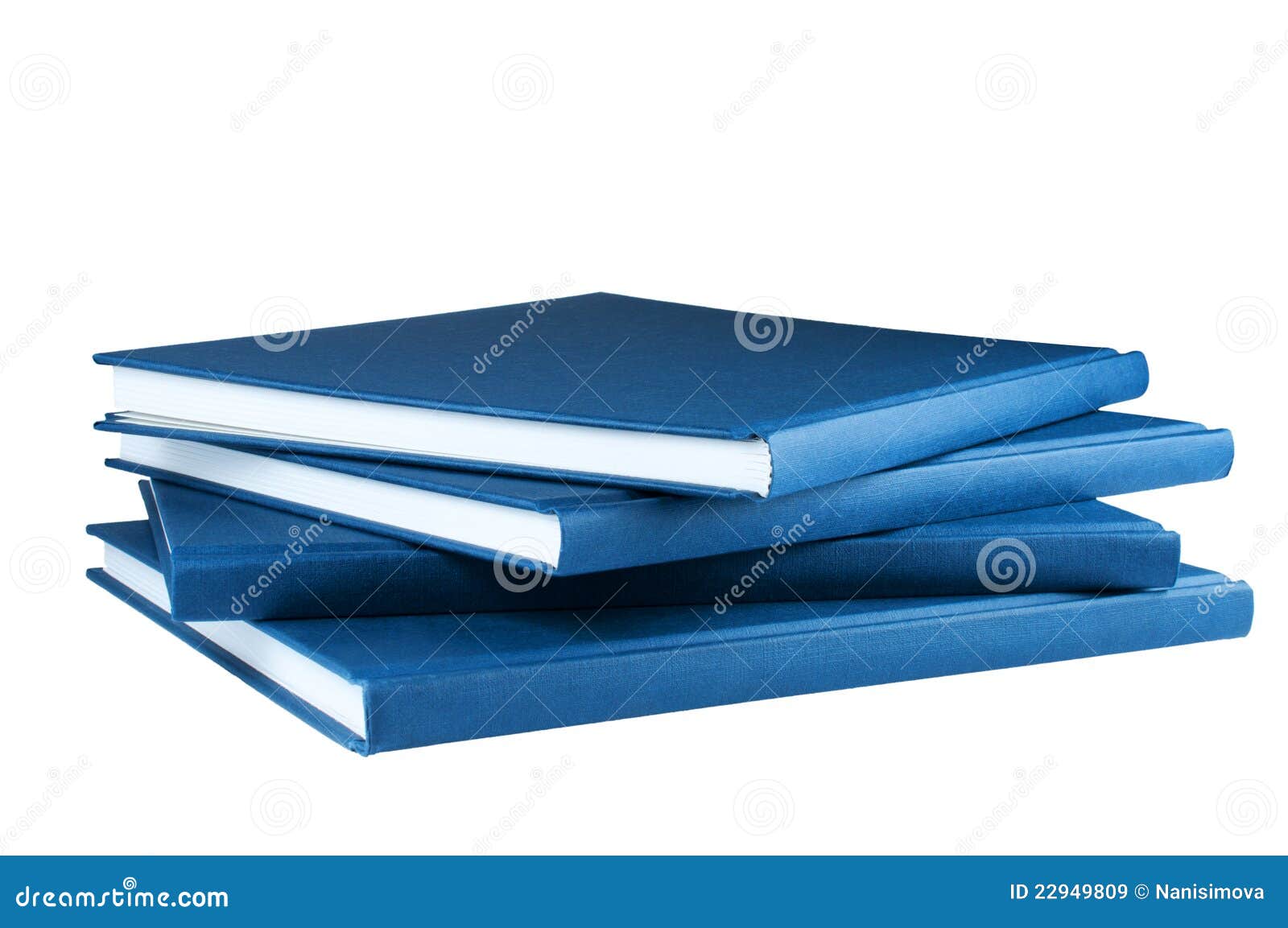 Four Blue Notepads on White Background Isolated Stock Image - Image of ...