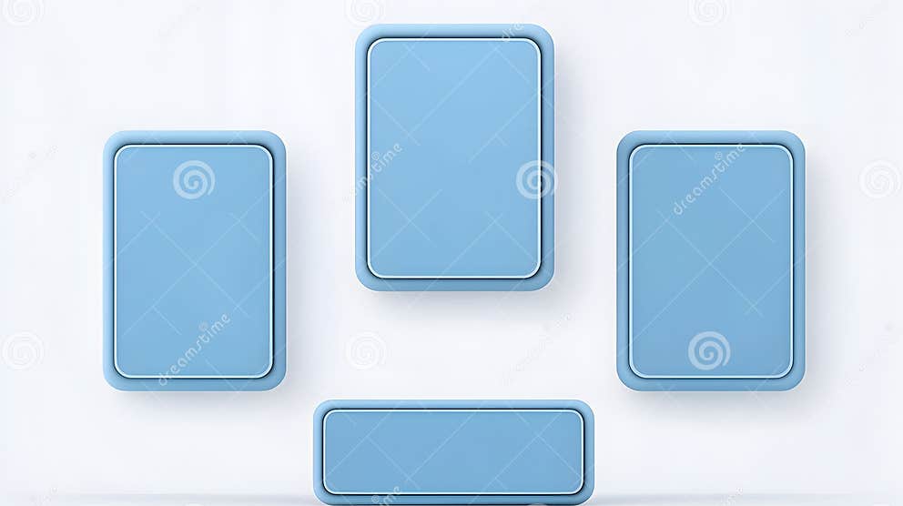 Four Blue Rectangular Shapes on a Light Background Stock Illustration ...