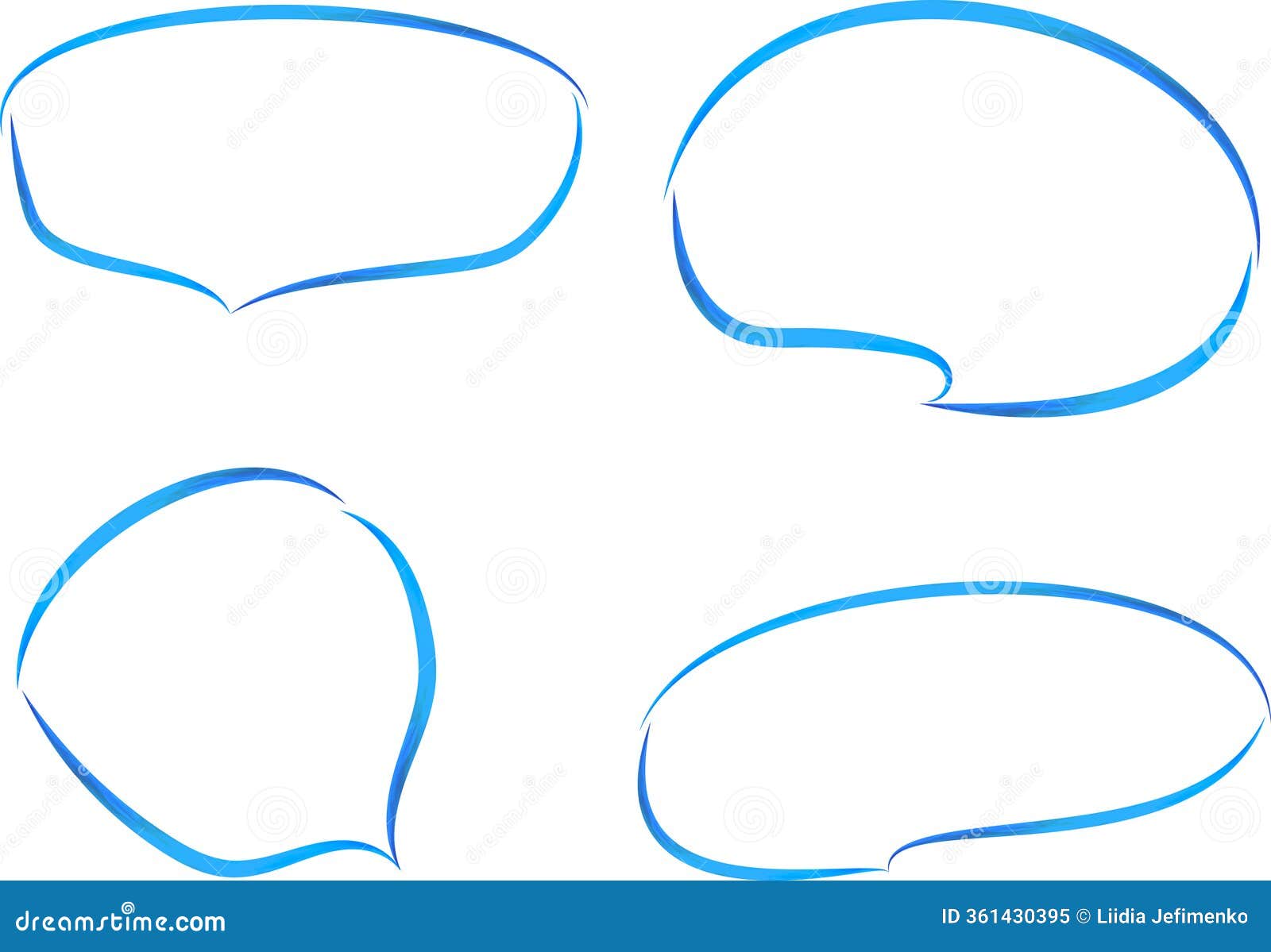 Blue Colorful Watercolor Childish Style Speech Bubbles Set Stock ...