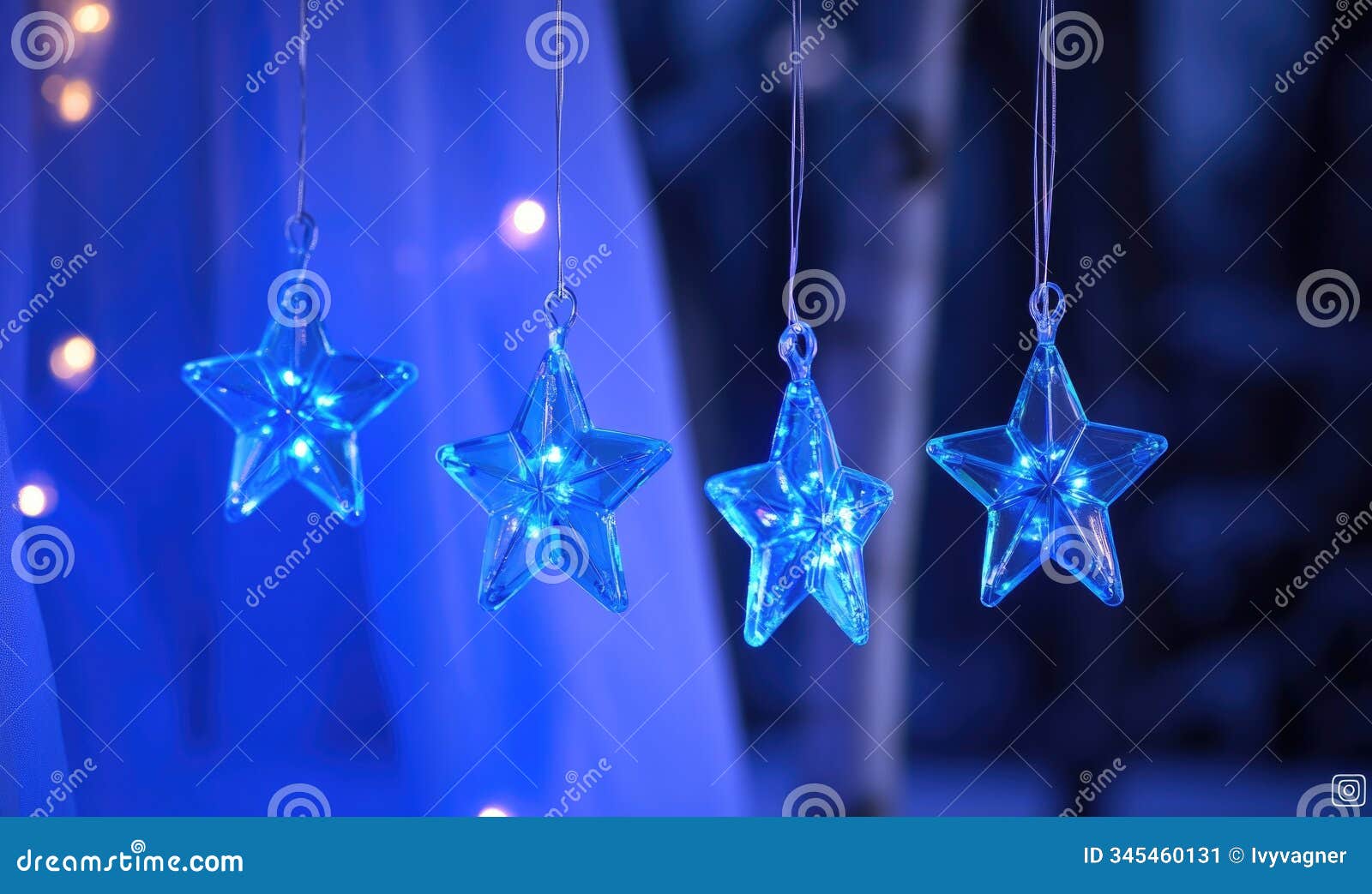 Four Blue Stars Hanging from the Ceiling Stock Illustration ...