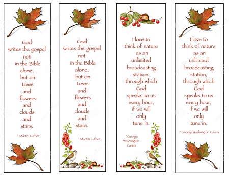 Four Bookmarks: Nature Drawings with Quotes Stock Illustration ...