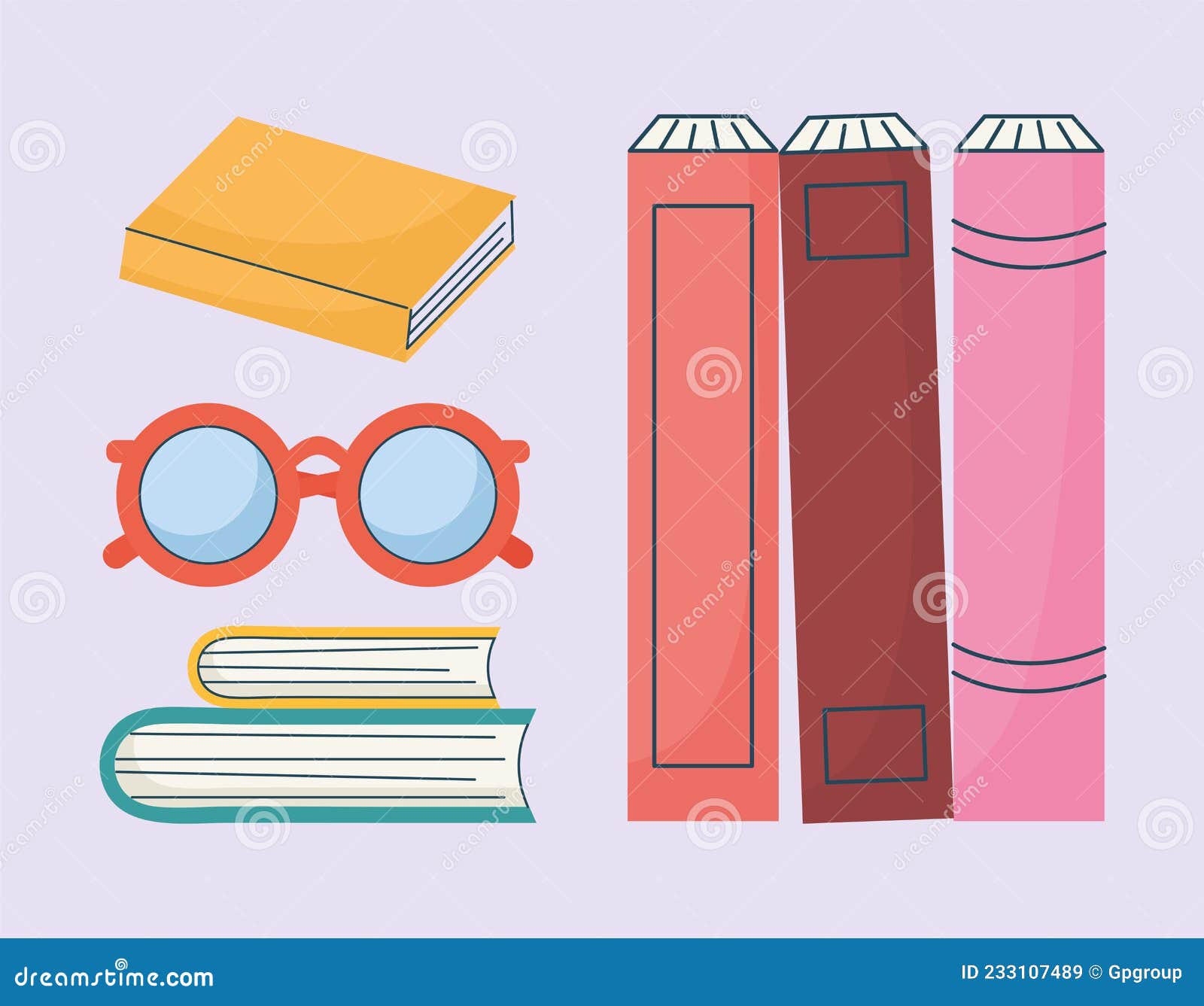 Four books items stock vector. Illustration of lens - 233107489