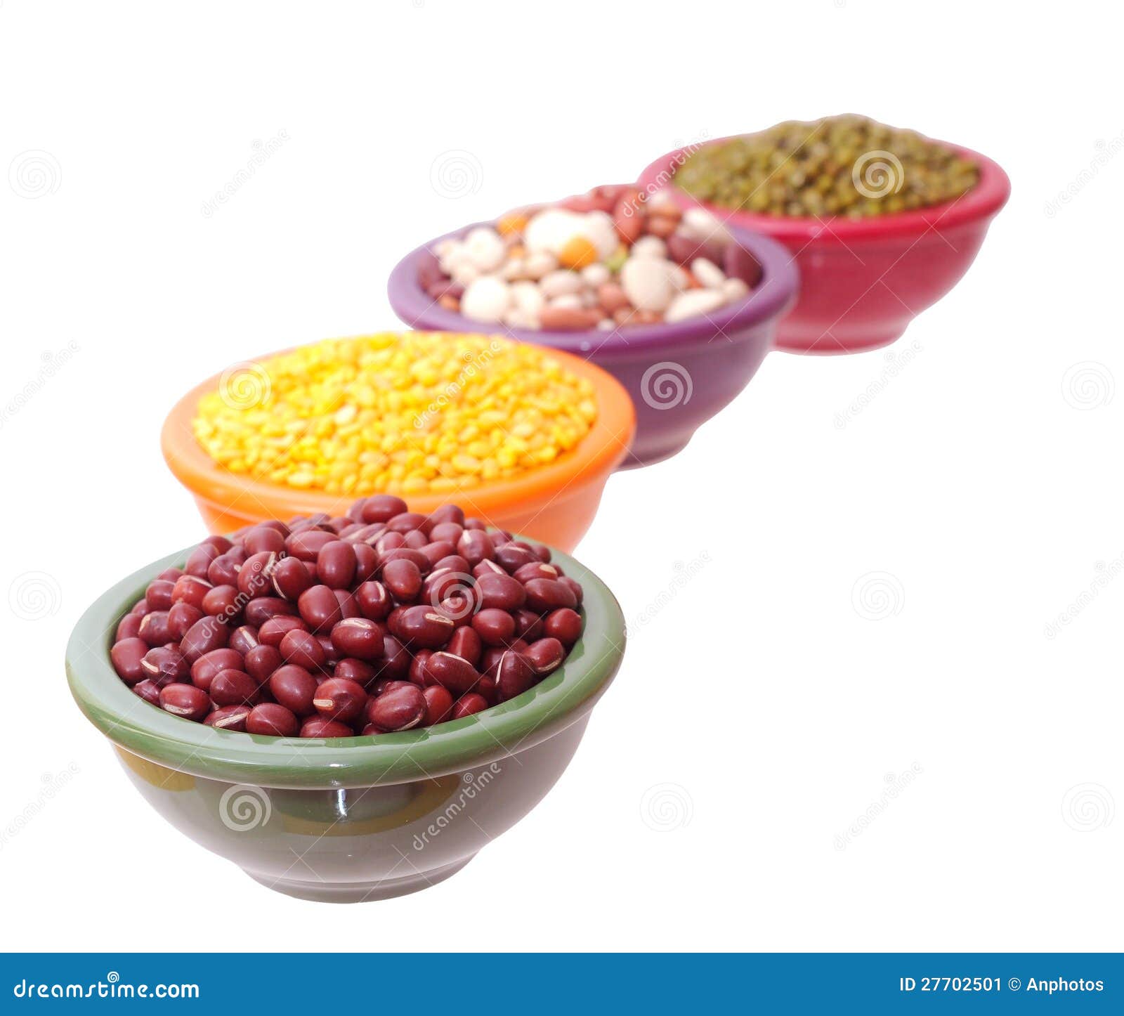 Four bow of beans stock image. Image of healthy, legume - 27702501