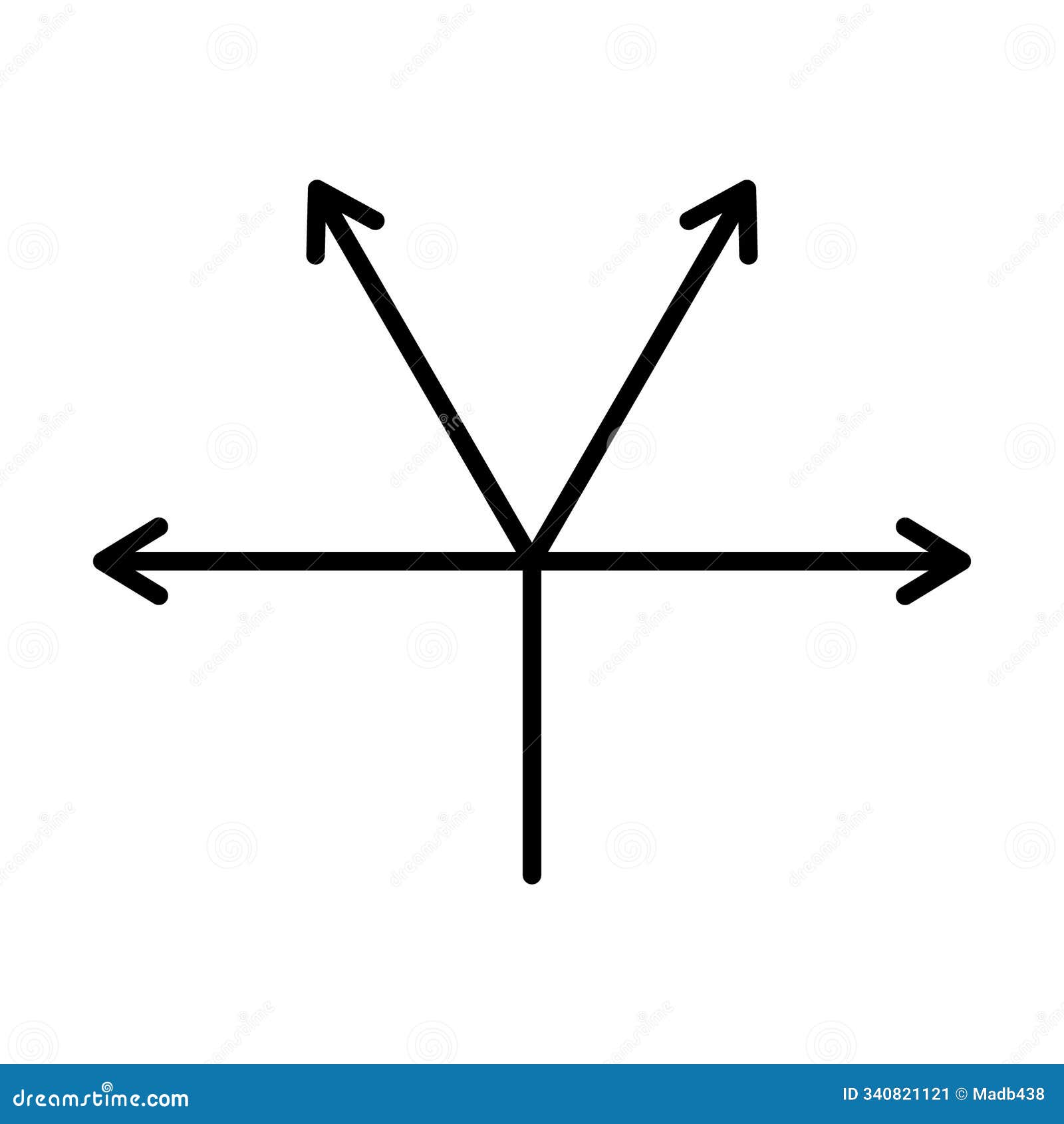 Four Branching Arrow Icon in Linear Style. Stock Illustration ... Four Branching Arrow Icon in Linear Style. Stock Illustration ...