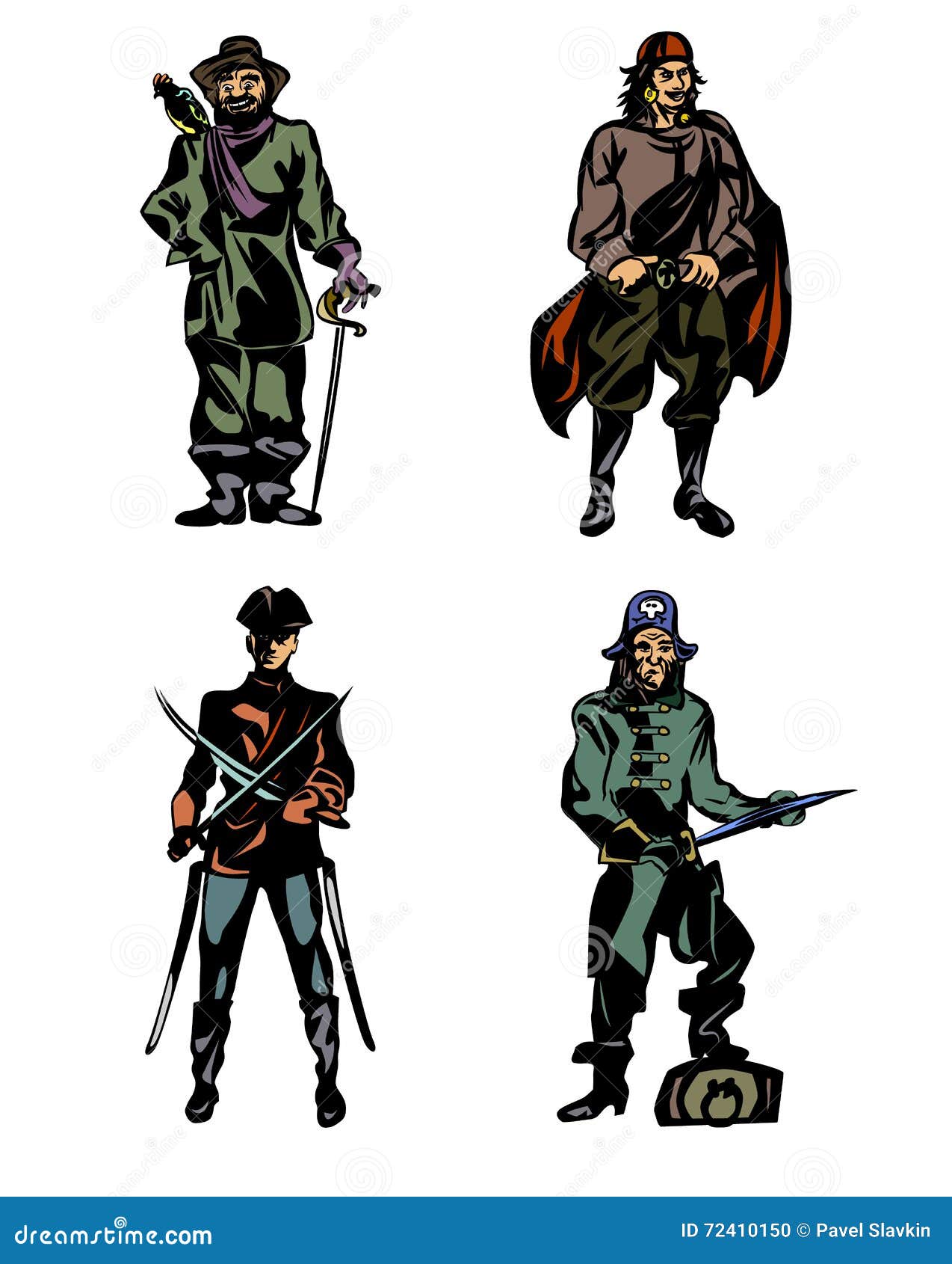 Four Pirates Vector Illustration | CartoonDealer.com #22150000