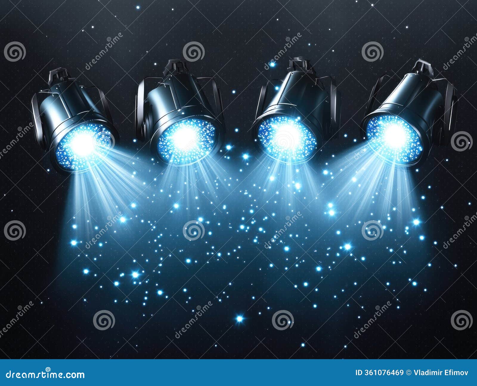 Four Bright Lights are Shining in the Sky, Creating a Sparkling Effect ...