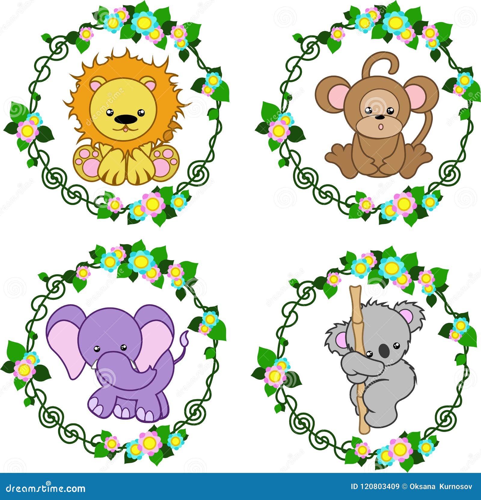 Animals in the Vector: Lion, Monkey, Elephant, Koala Stock Vector ...