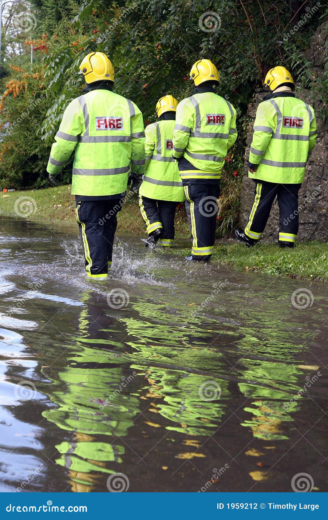 Four British firemen stock photo. Image of reflection - 1959212
