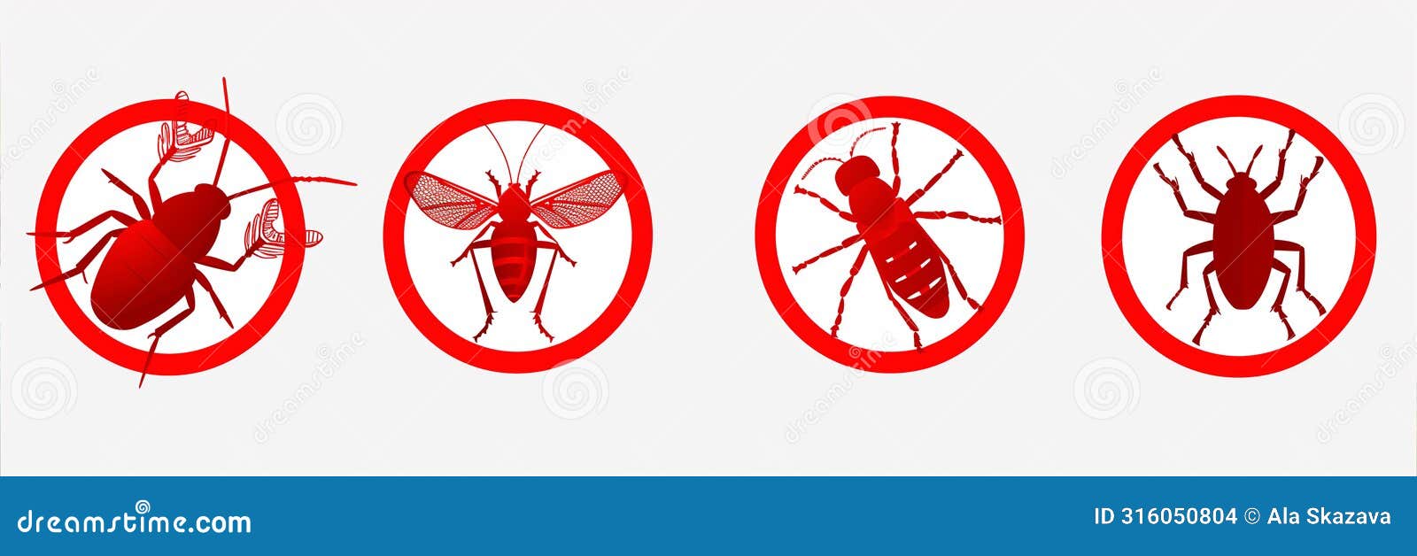 Group of Four Bugs Sitting Together Stock Illustration - Illustration ...