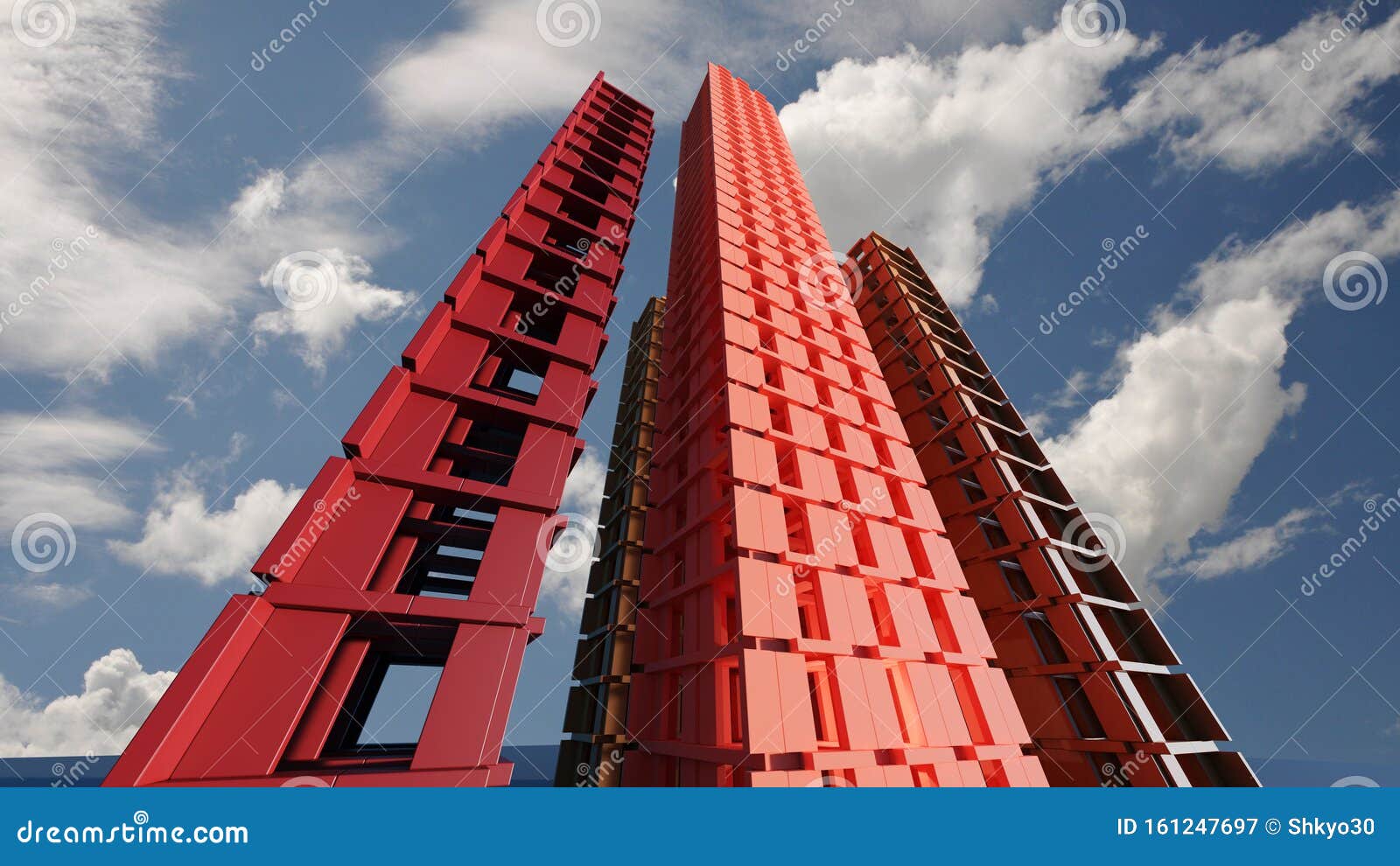 Set Of Four Buildings Types Hand Drawn Cartoon Illustration ...