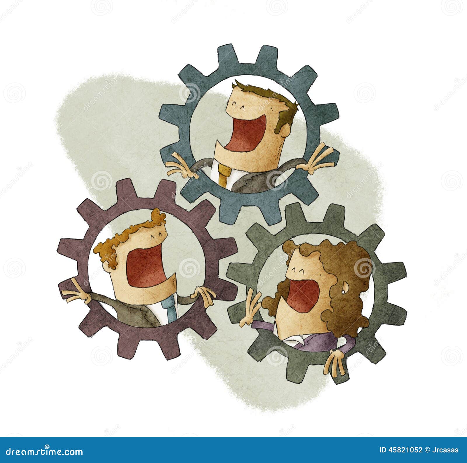 Four Business People Connecting Inside Cogs Stock Illustration ...