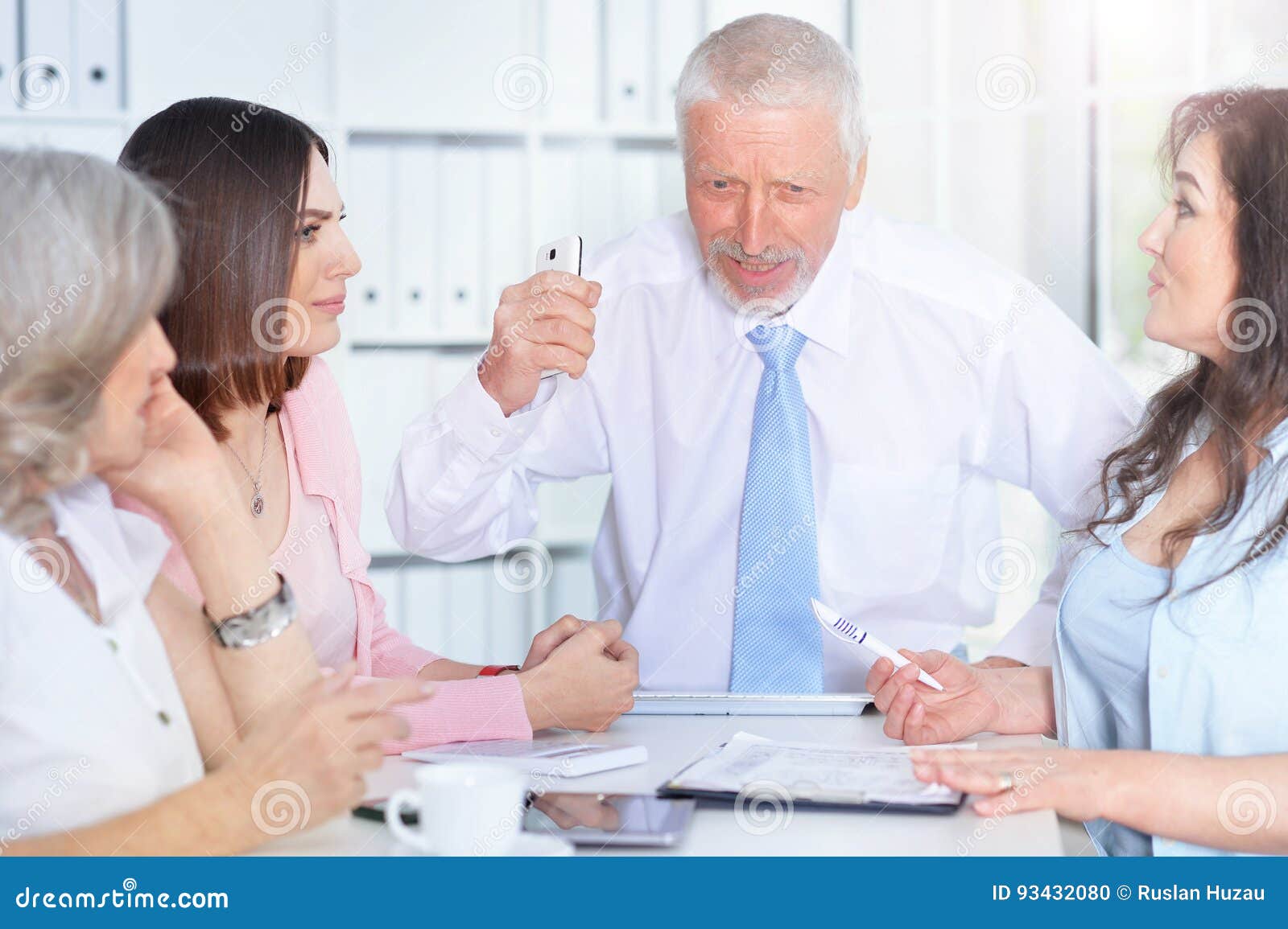 Four Businessmen Working Together Stock Photo - Image of people, female ...
