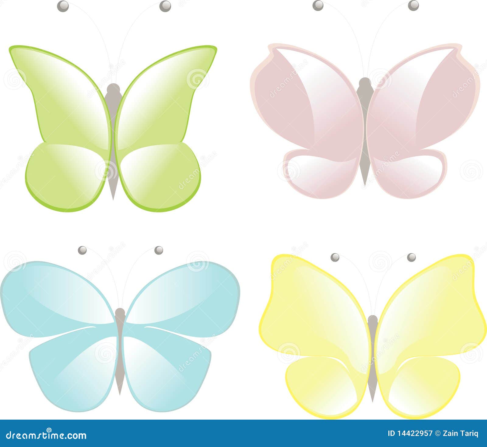 Four butterflies stock vector. Illustration of pink, natural - 14422957