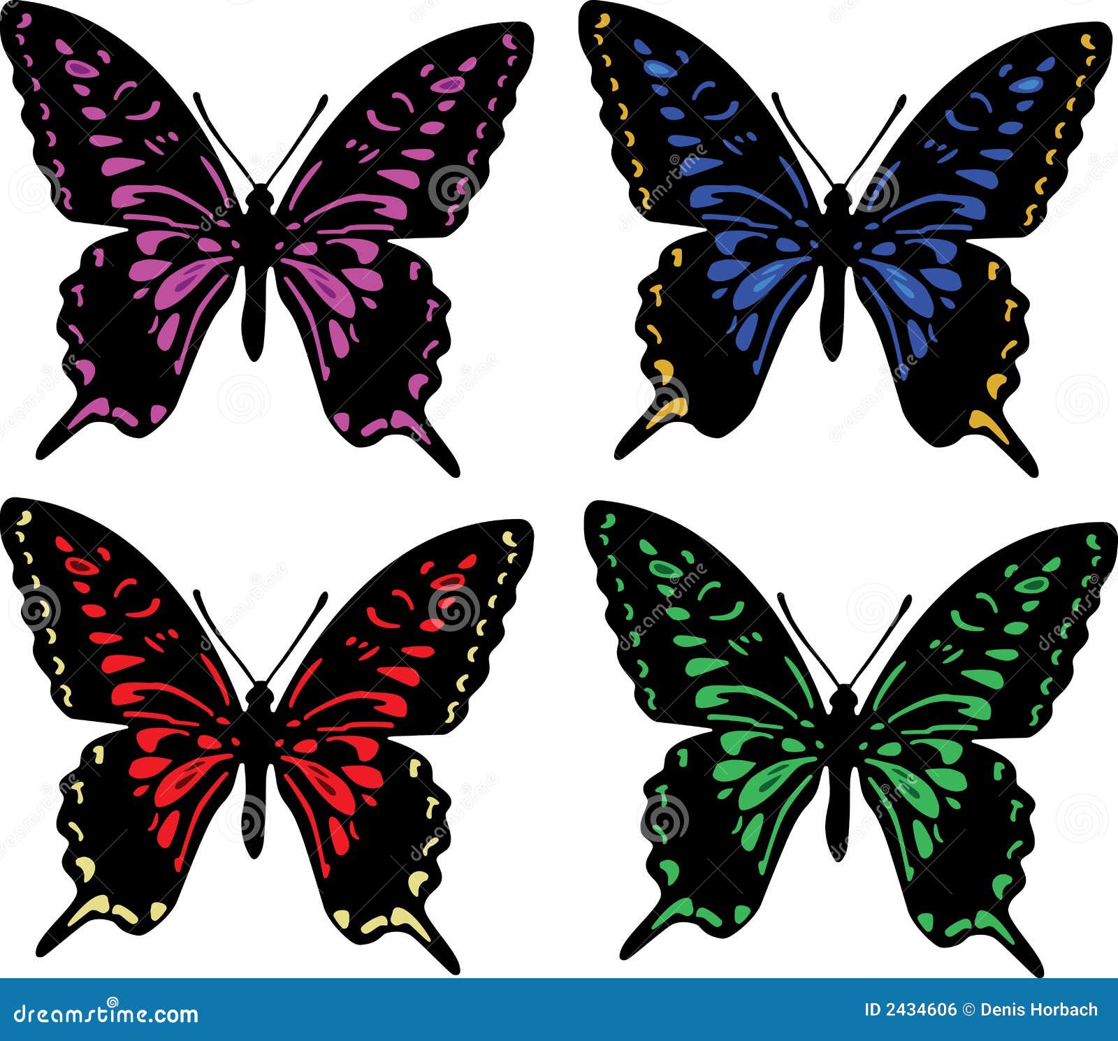 Four butterflies stock vector. Illustration of graphic - 2434606