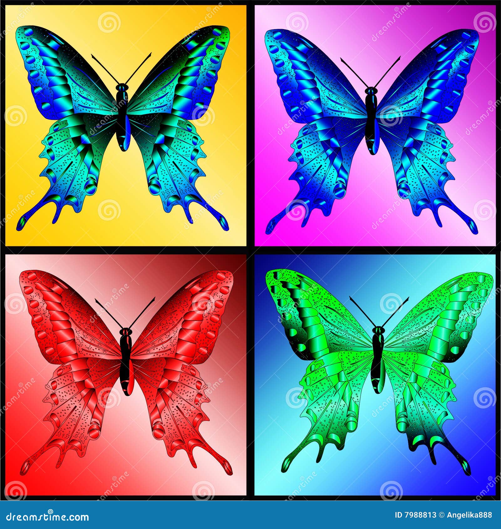 Four butterflies stock vector. Illustration of background - 7988813