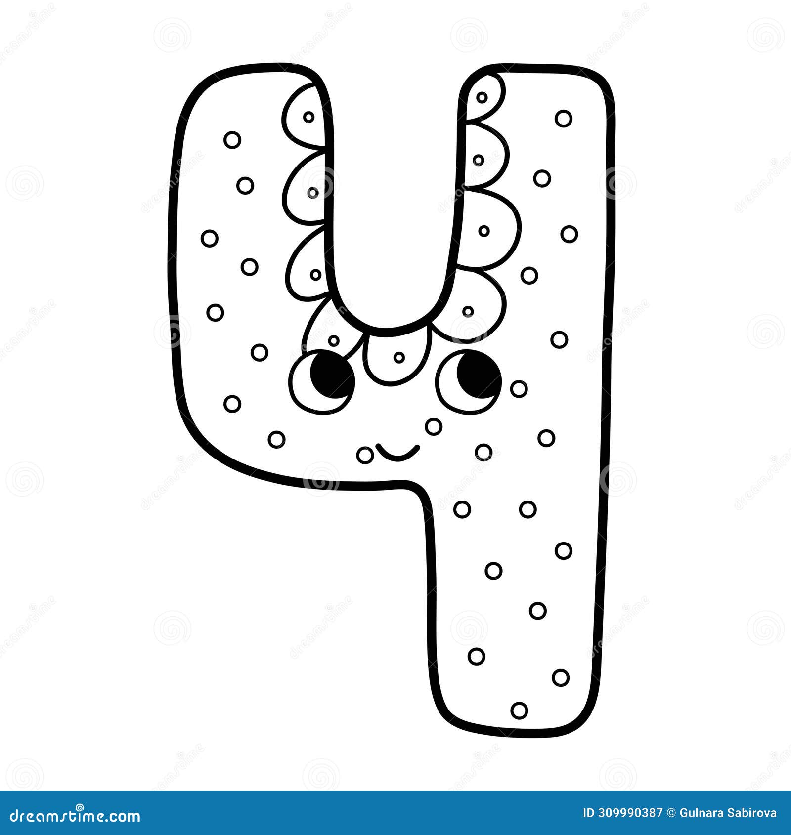 Cute Number Four Character for Kids in Outline. Leaning Numbers for ...