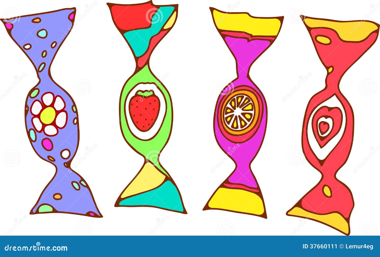 Four candies stock vector. Illustration of group, dessert - 37660111
