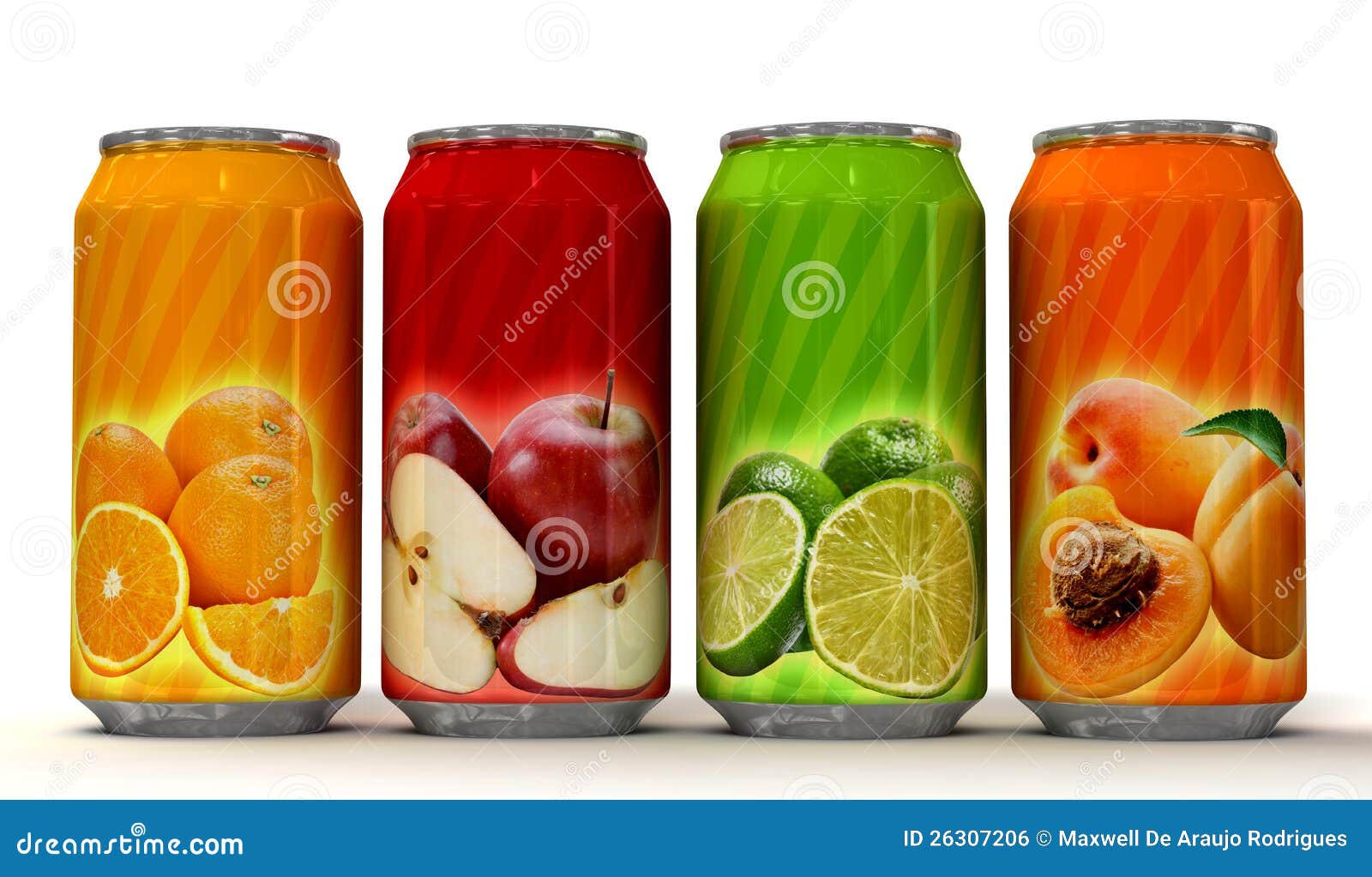 Natural Fruit Juice On Cans Royalty Free Stock Image - Image: 26307206