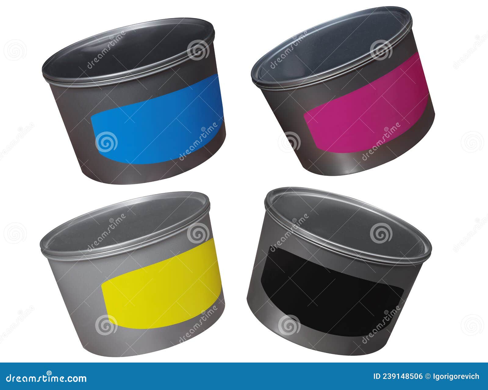 Four cans of paint stock photo. Image of cyan, abstract - 239148506