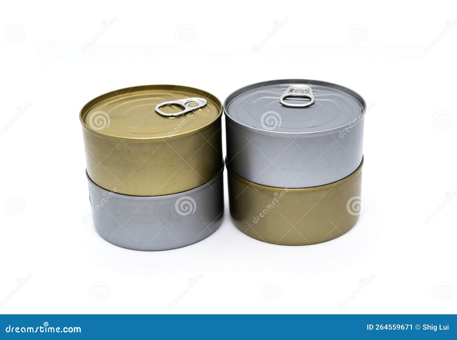 Four Cans of Silver and Copper Food Stock Image - Image of canned ...