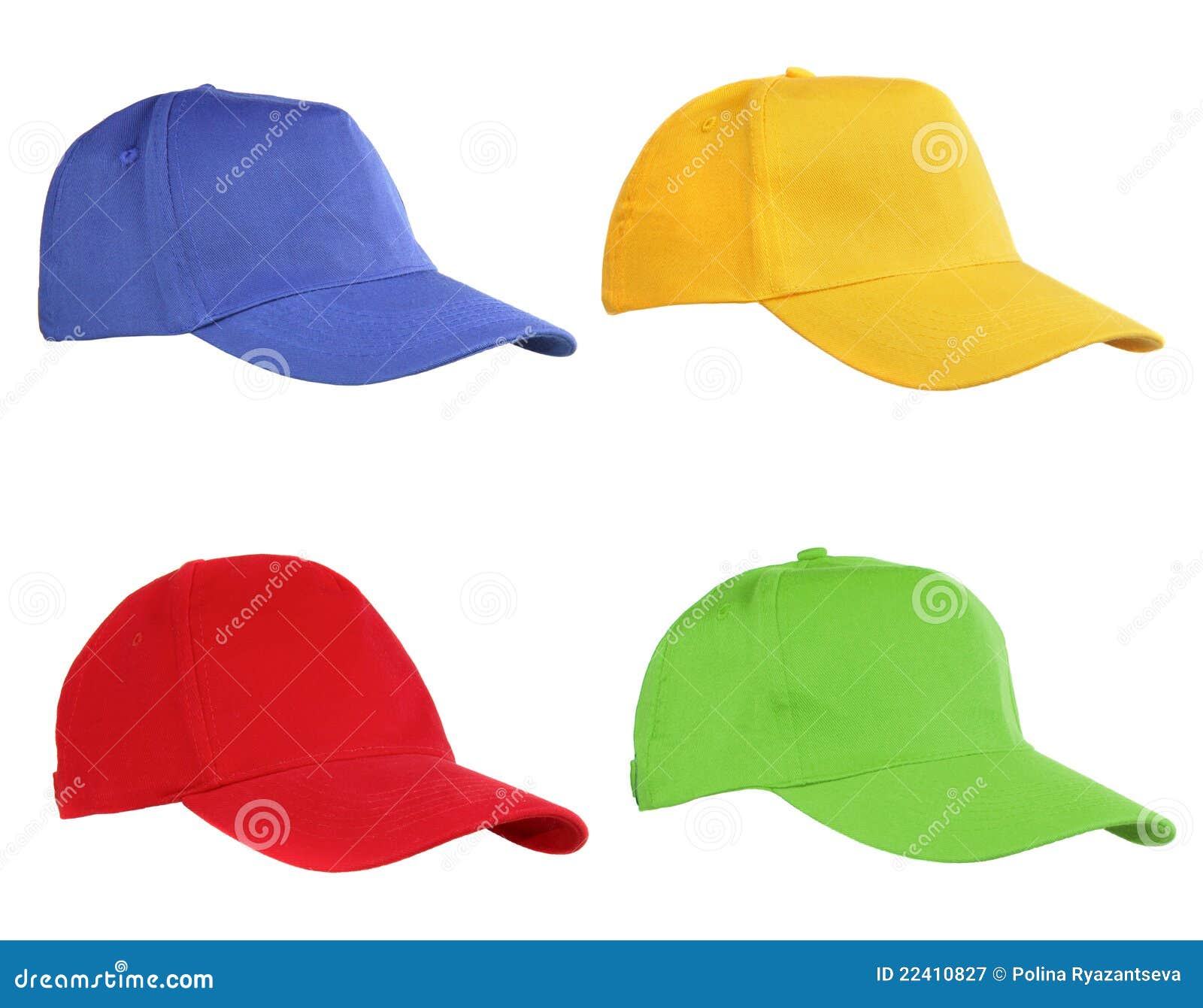 Four Caps Isolated on White Stock Image - Image of headwear, design ...