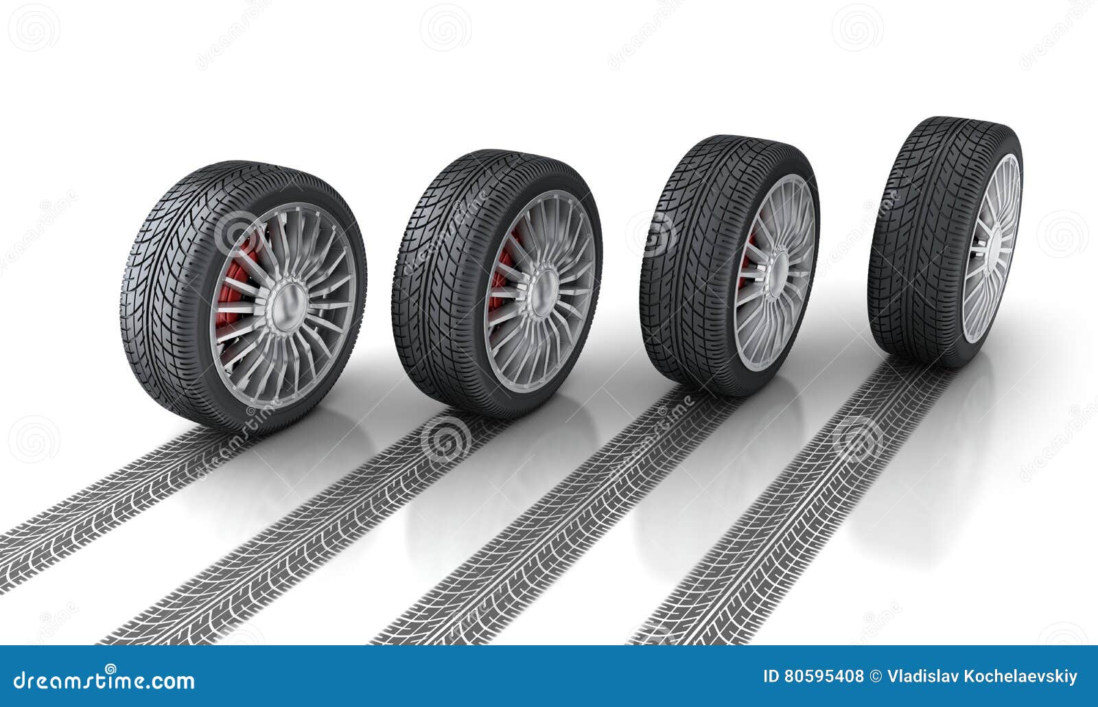 Four car wheel and trace stock illustration. Illustration of tracks ...